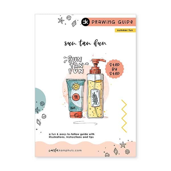 How to Draw Tutorial: Sun Tan Fun | Step by Step PDF Drawing Guide ...