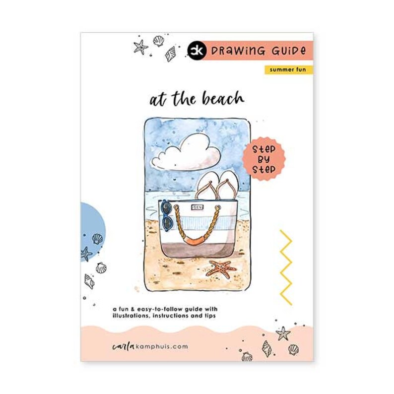How to Draw Tutorial: at the Beach | Step by Step PDF Drawing Guide ...