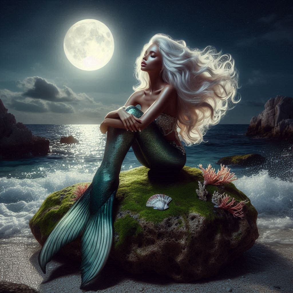 Mermaid Under the Moonlight - Etsy