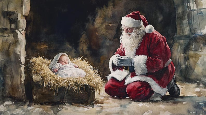 Vintage Santa & Christ Child Frame TV Art (digital Download) - Etsy