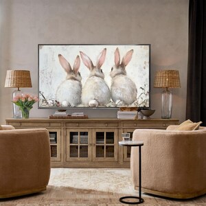 Easter Bunny Frame TV Art, Easter Rabbit Spring Painting, Nursery TV ...