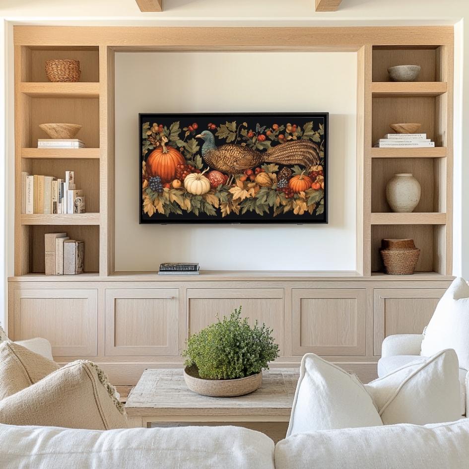 Frame TV Thanksgiving Turkey Vintage Moody Texture Relief Autumn Rustic ...