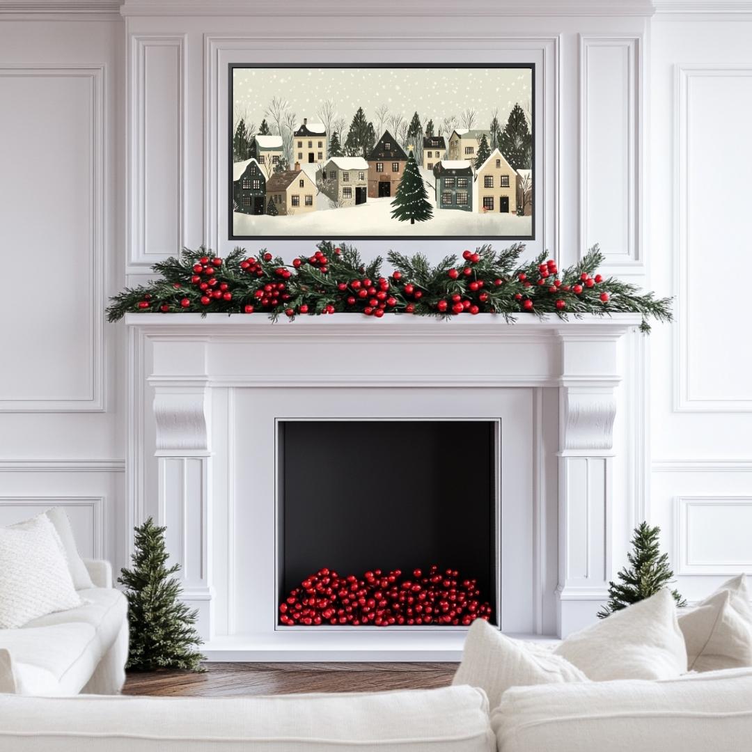Winter Village Frame TV Art: Modern Cottage Christmas (digital Download ...