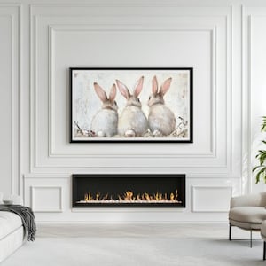 Easter Bunny Frame TV Art, Easter Rabbit Spring Painting, Nursery TV ...