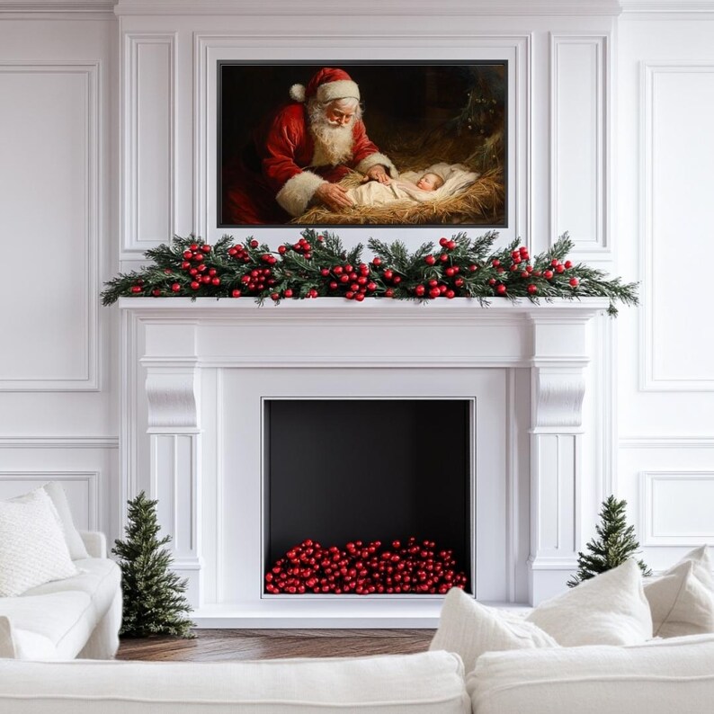Santa and Christ Child Frame TV Art: Christmas Nativity (digital ...