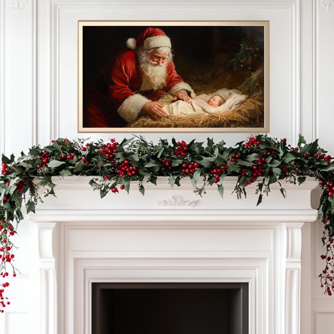 Santa and Christ Child Frame TV Art: Christmas Nativity (digital ...