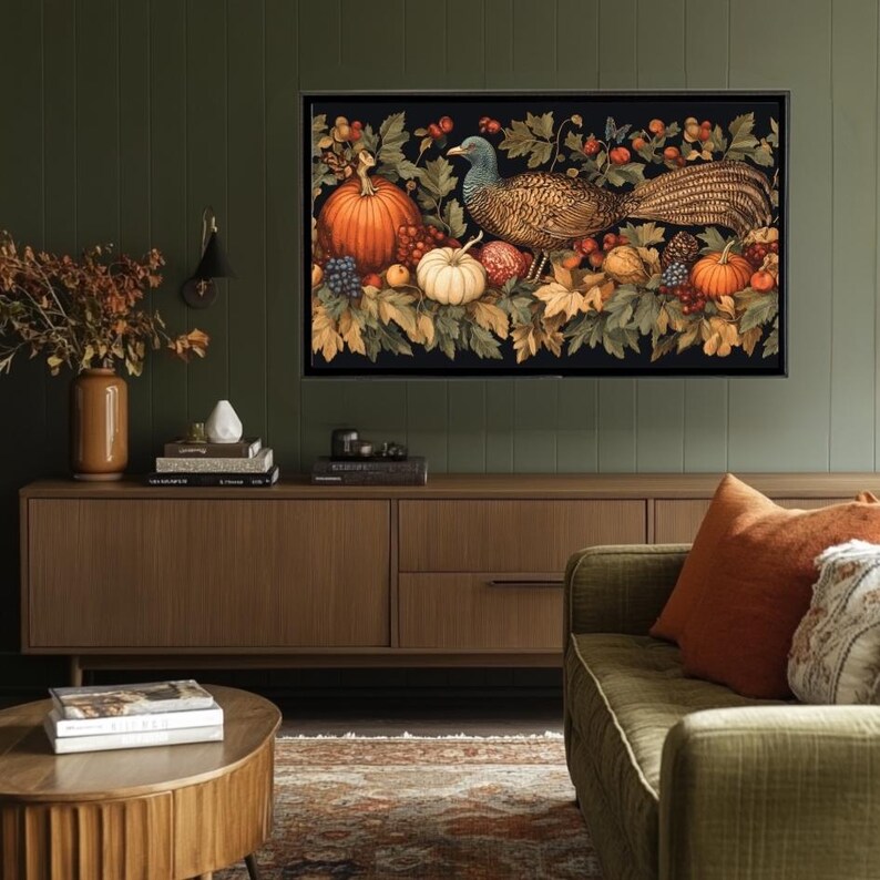 Frame TV Thanksgiving Turkey Vintage Moody Texture Relief Autumn Rustic ...