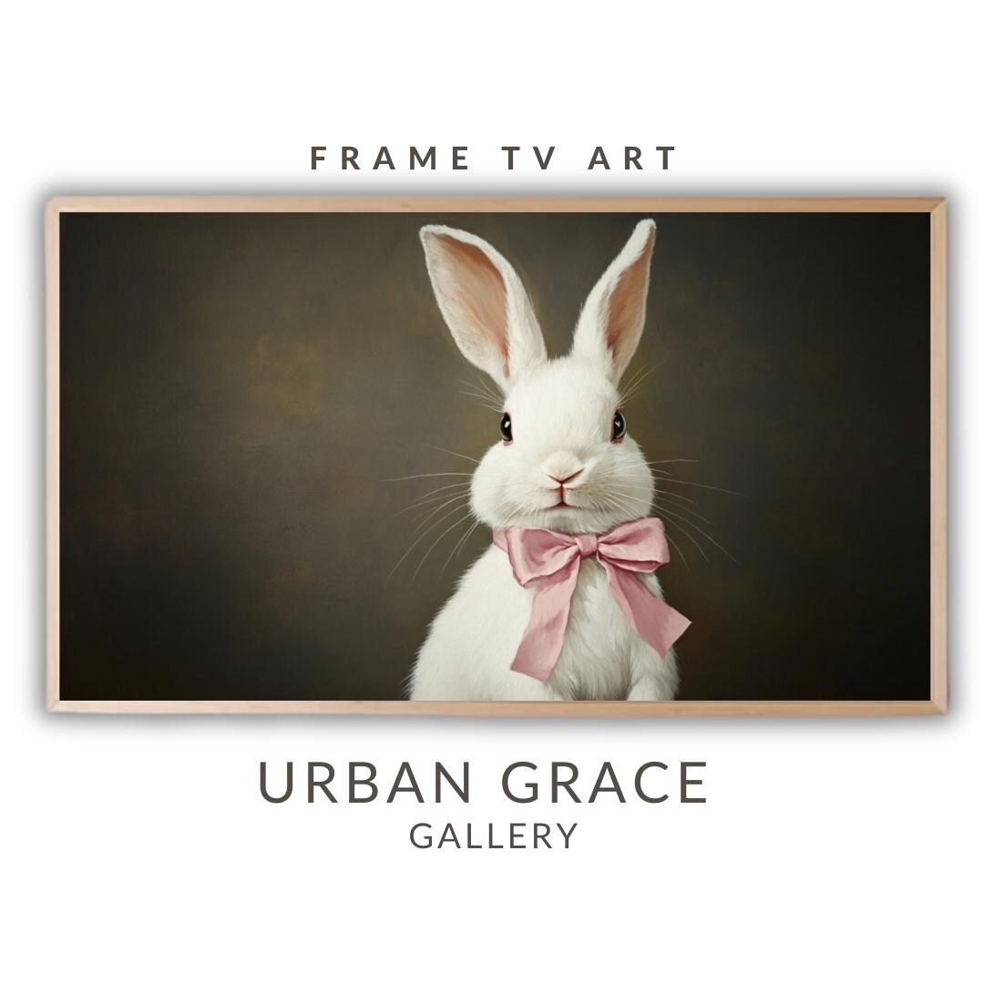Easter Bunny Frame TV Art, Easter Rabbit Spring Painting, Nursery TV ...