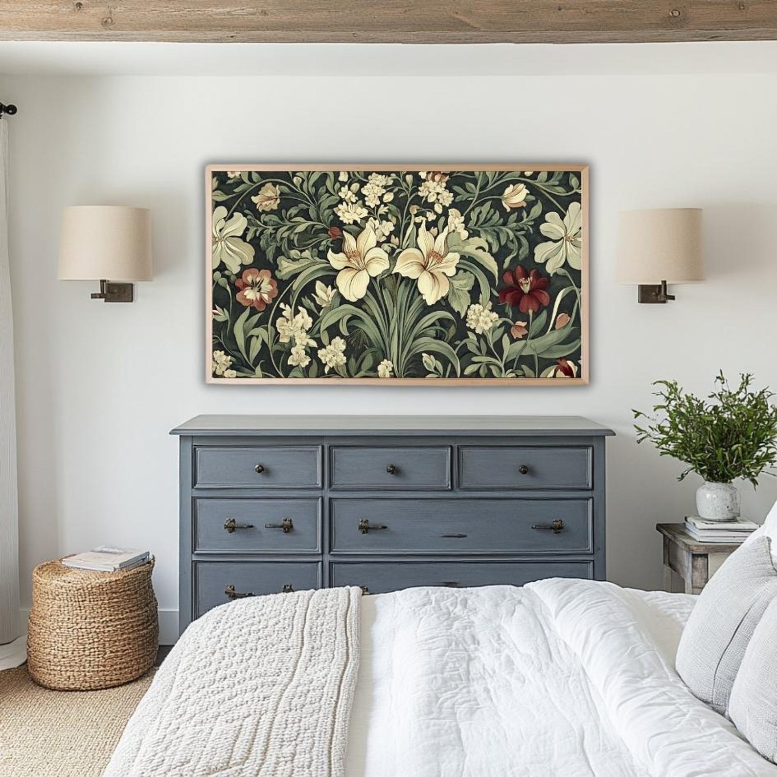 Frame TV Jacobean Lily Floral Vintage Moody Dramatic Motif Rustic ...