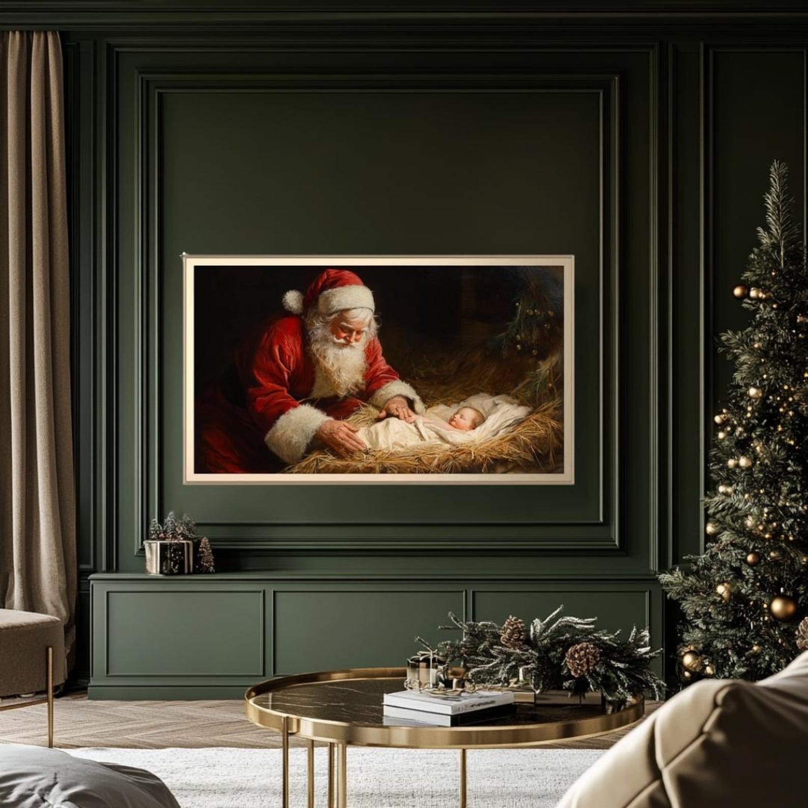 Santa and Christ Child Frame TV Art: Christmas Nativity (digital ...