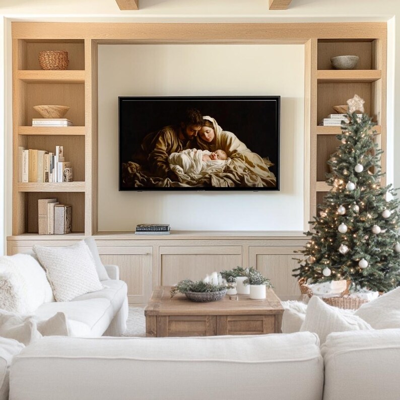 Holy Family Samsung Frame TV | Vintage Christmas Nativity Painting ...
