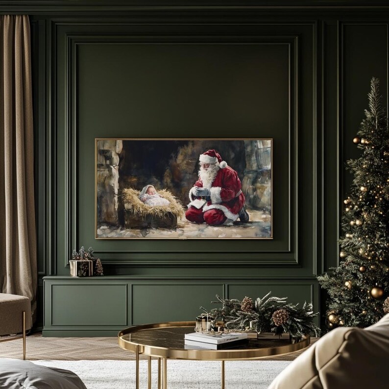 Vintage Santa & Christ Child Frame TV Art (digital Download) - Etsy