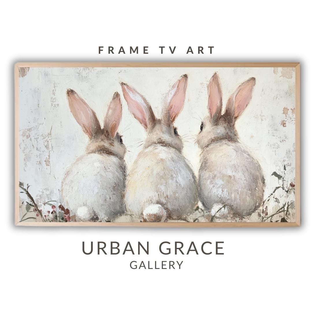Easter Bunny Frame TV Art, Easter Rabbit Spring Painting, Nursery TV ...