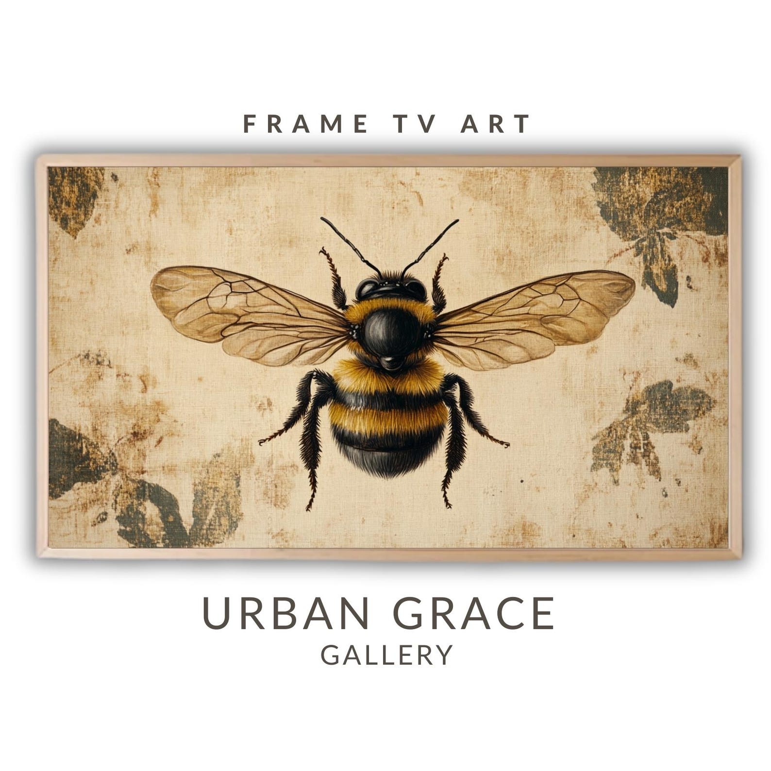 Vintage Bumblebee Frame TV Art Farmhouse Digital Download Rustic Bee ...