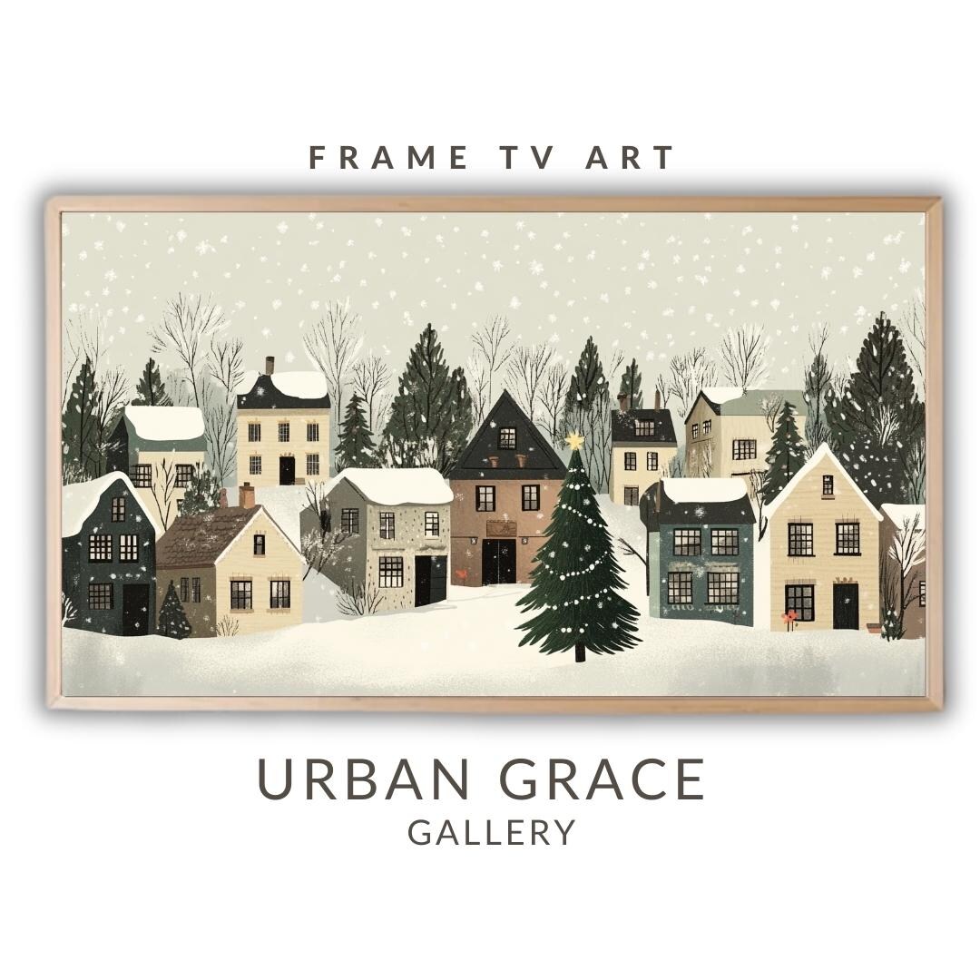 Winter Village Frame TV Art: Modern Cottage Christmas (digital Download ...