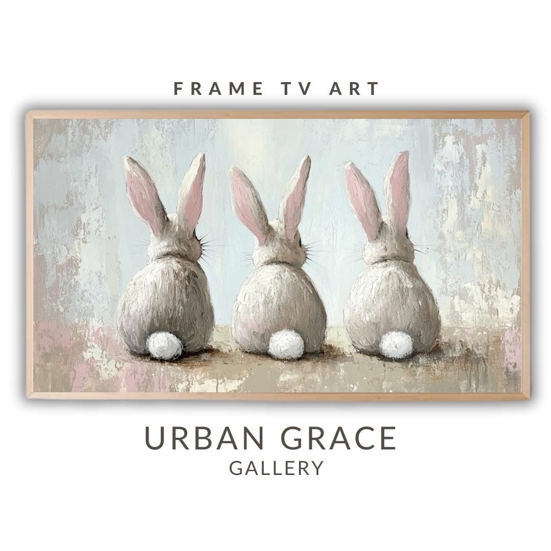 Easter Bunny Frame TV Art, Easter Rabbit Spring Painting, Nursery TV ...