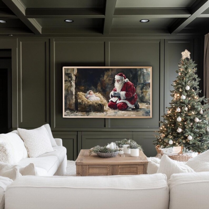 Vintage Santa & Christ Child Frame TV Art (digital Download) - Etsy