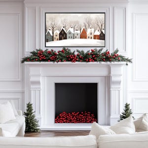 Winter Village Frame TV Art Modern Winter Row Houses Digital Holiday ...