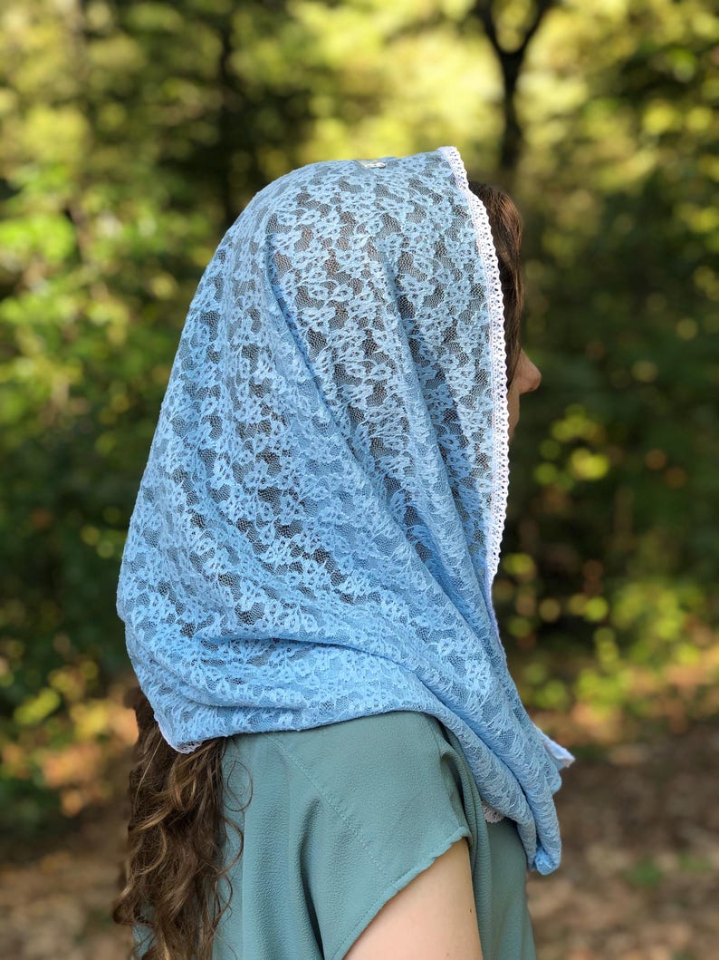 Blue Lace Infinity Chapel Veil for Catholic Women - Etsy
