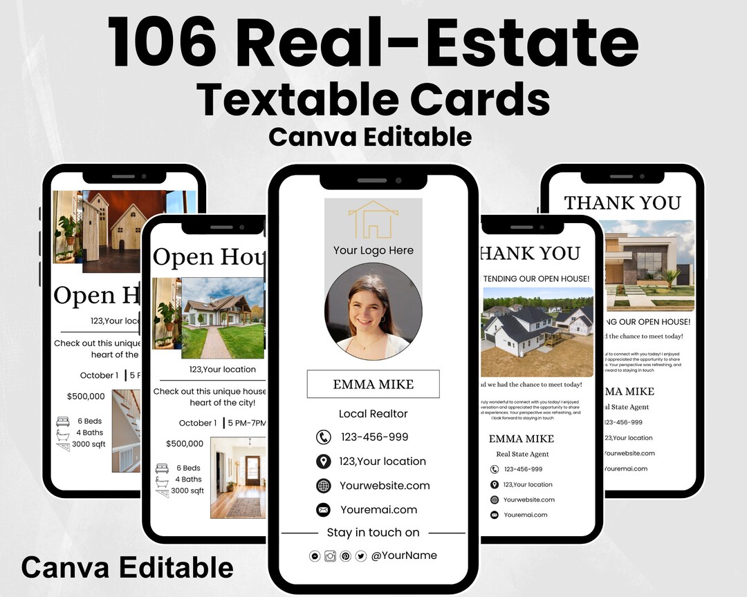 Real Estate Textable Bundle, Real Estate Digital Business Card Bundle ...