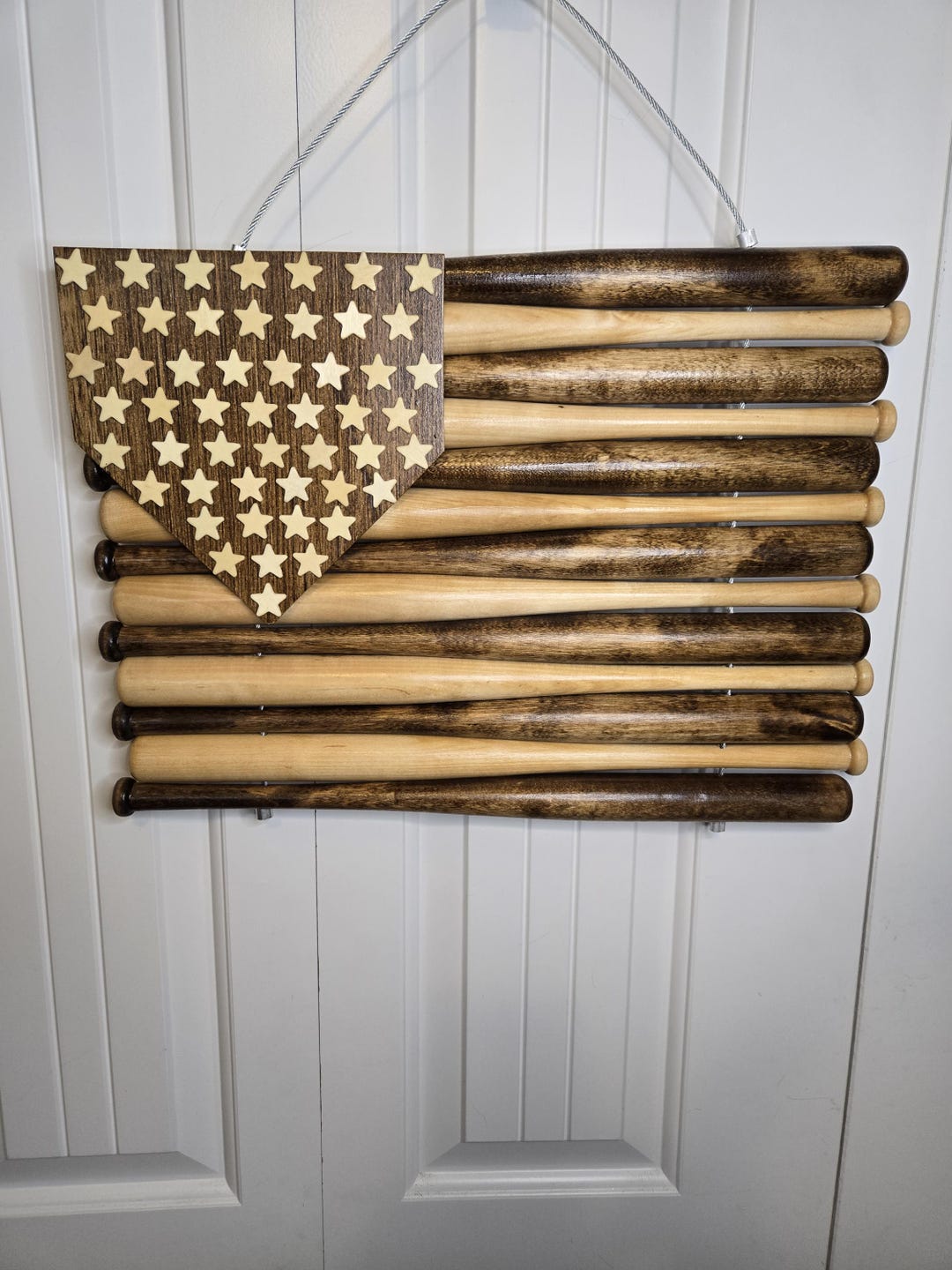 Small Wooden Baseball Bat American Flag - Home Plate Inspired Design ...