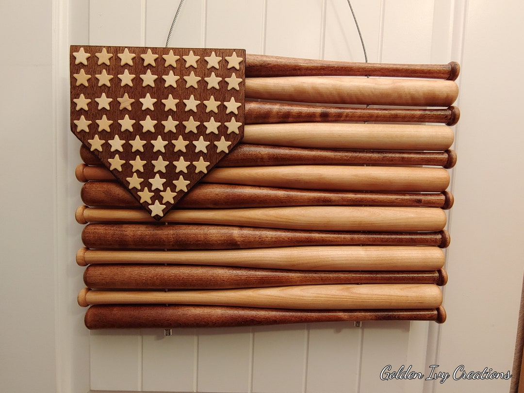 Small Wooden Baseball Bat American Flag - Home Plate Inspired Design ...