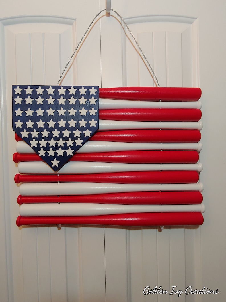Small Wooden Baseball Bat American Flag - Home Plate Inspired Design ...