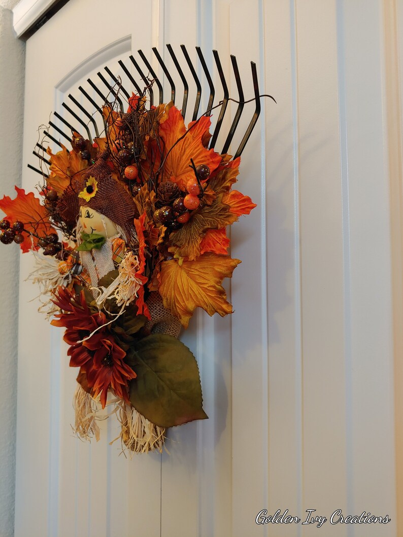 Scarecrow Rake With Leaves - Etsy