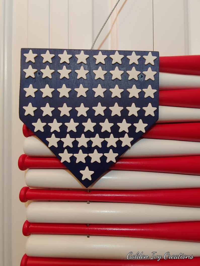 Small Wooden Baseball Bat American Flag - Home Plate Inspired Design ...