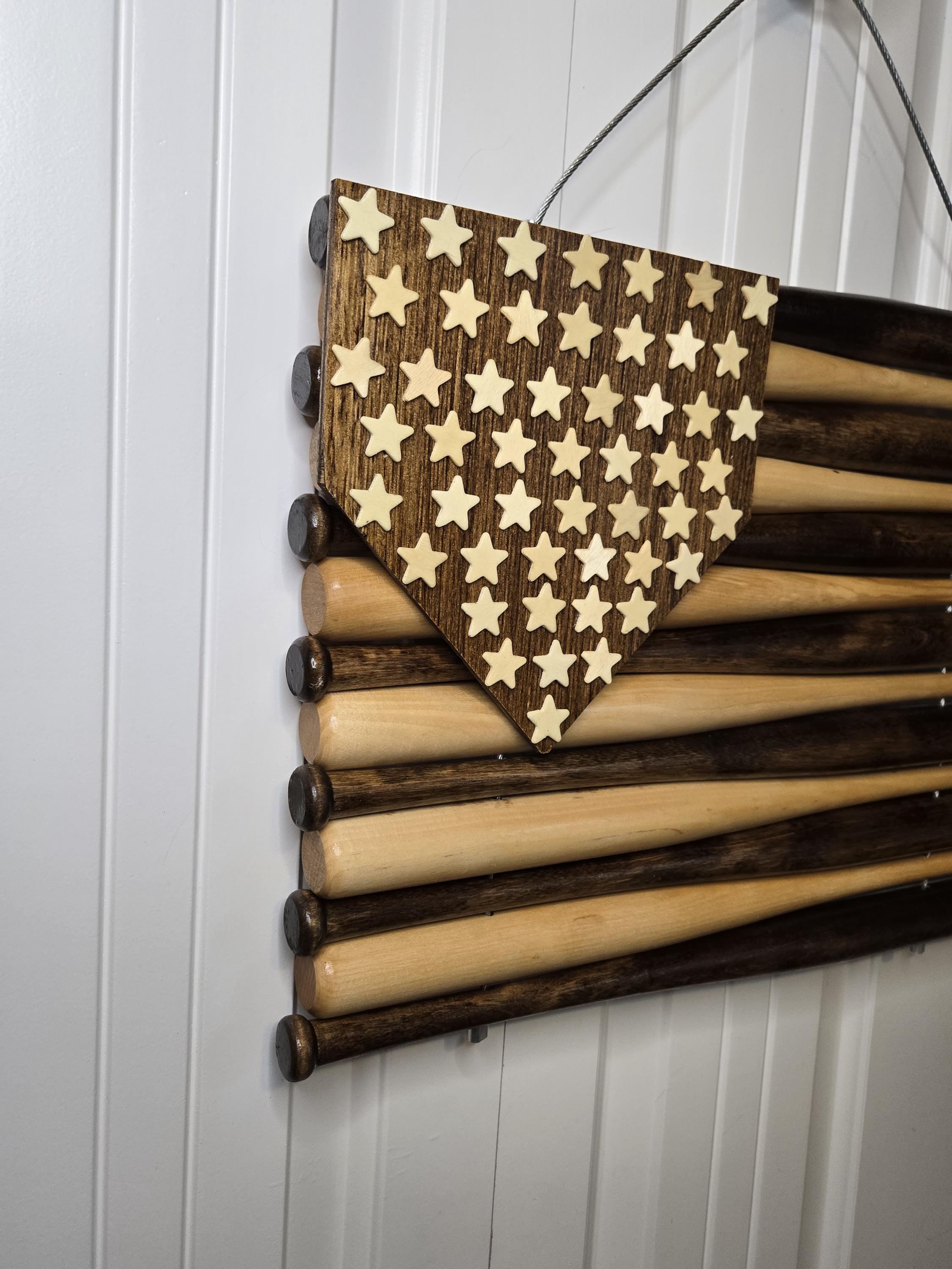 Small Wooden Baseball Bat American Flag - Home Plate Inspired Design ...