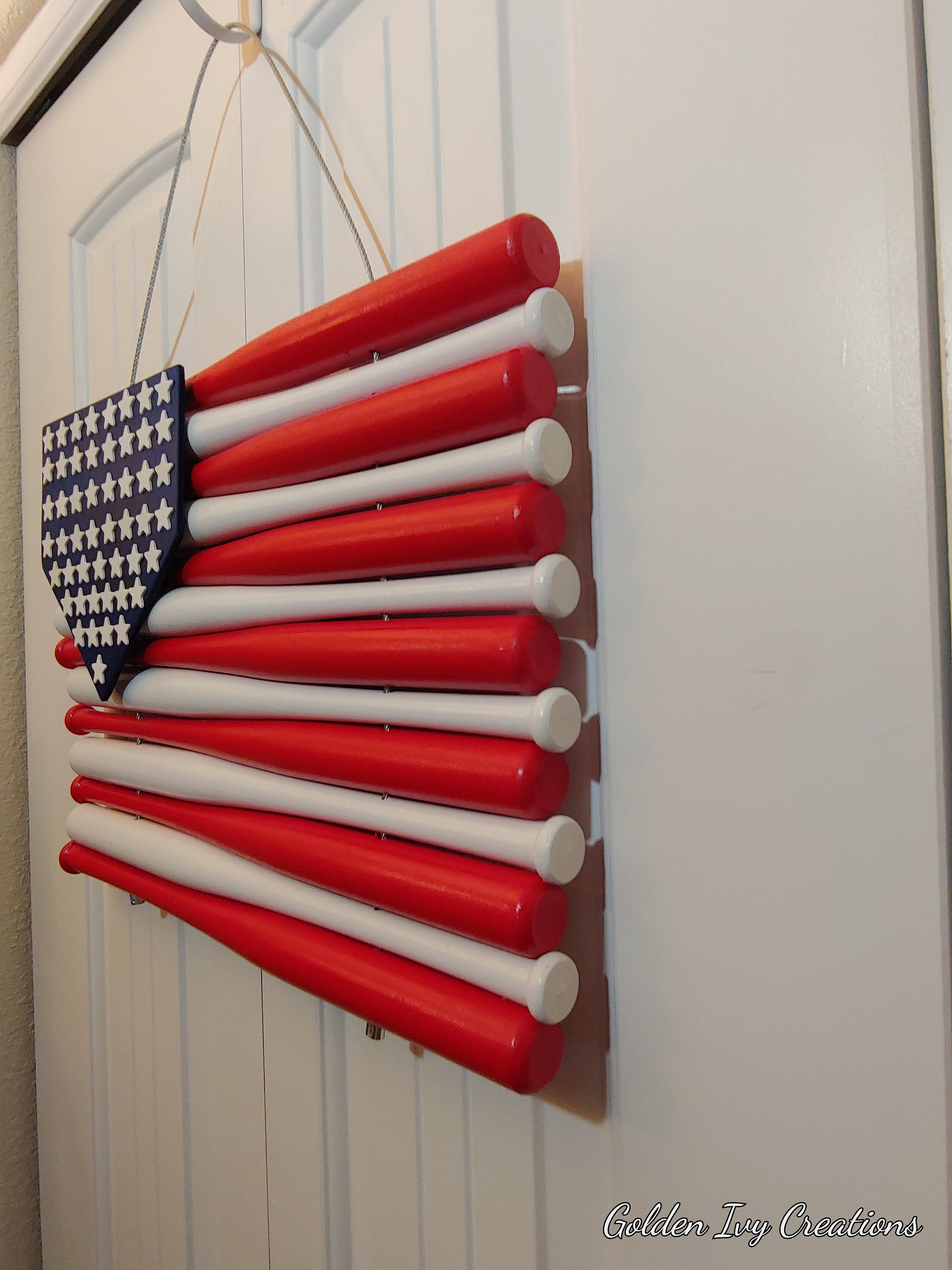 Small Wooden Baseball Bat American Flag - Home Plate Inspired Design ...