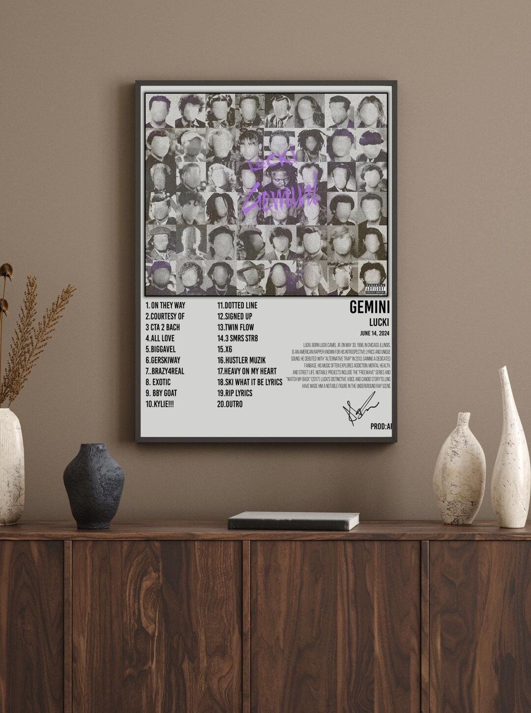 Lucki Poster, Gemini Poster, Rap Poster, Wall Decor, Wall Art, Lucki ...