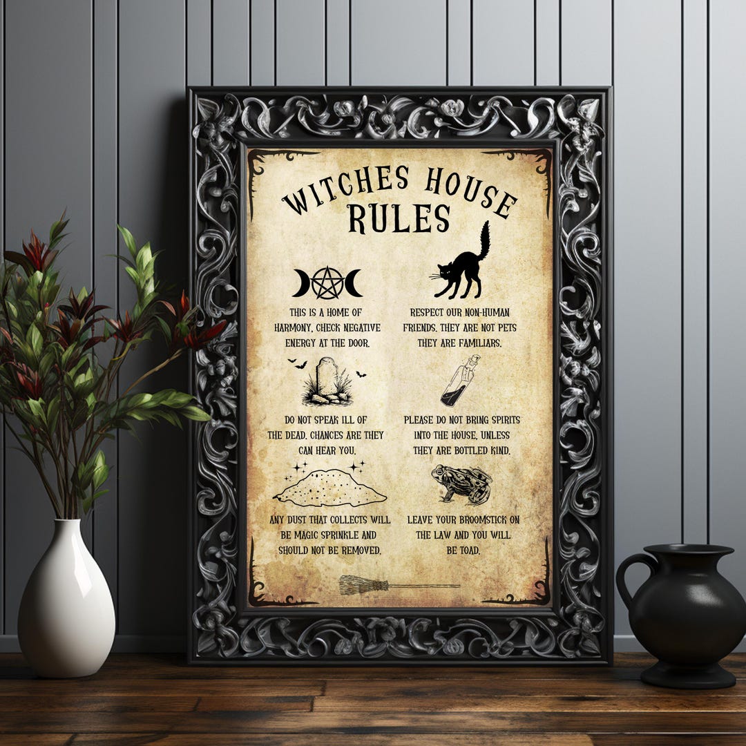 Witches House Rules Poster Print, Witch Home Blessing Poster, Vintage ...
