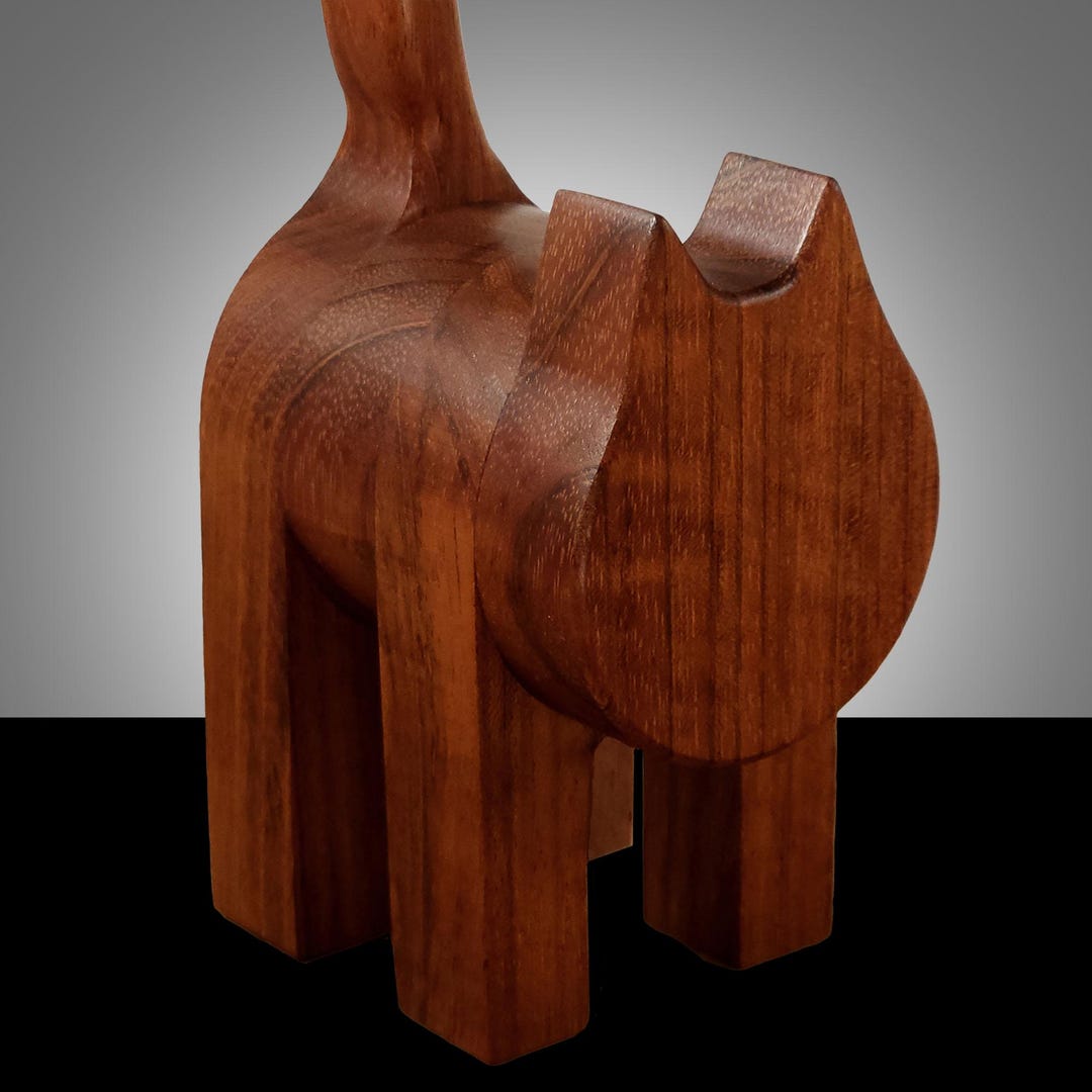 Handcrafted Wooden Cat Figure - Solid Brazilian Cherry - Cat Decor ...