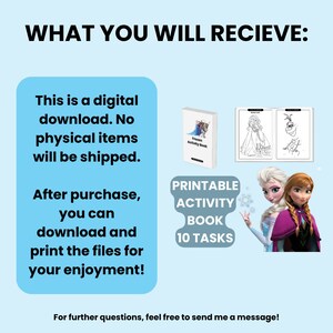 10 Printable Tasks on Activity Book of Frozen for Kids, Coloring Pages, Dot to Dot, Find ...