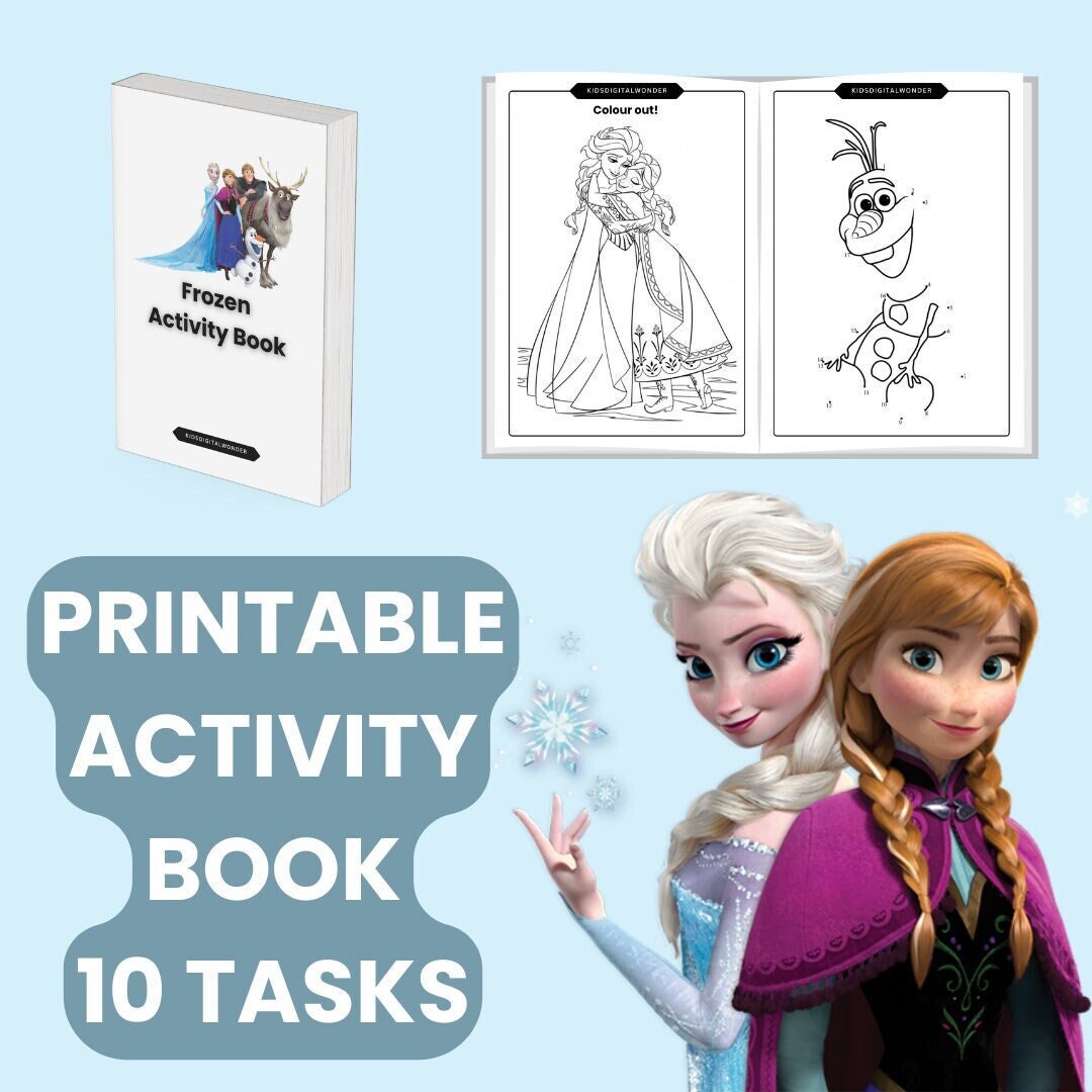 10 Printable Tasks on Activity Book of Frozen for Kids, Coloring Pages, Dot to Dot, Find ...