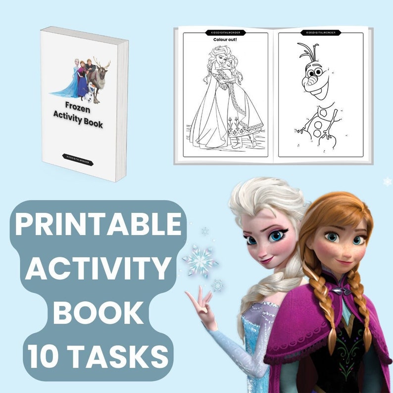 10 Printable Tasks on Activity Book of Frozen for Kids, Coloring Pages ...