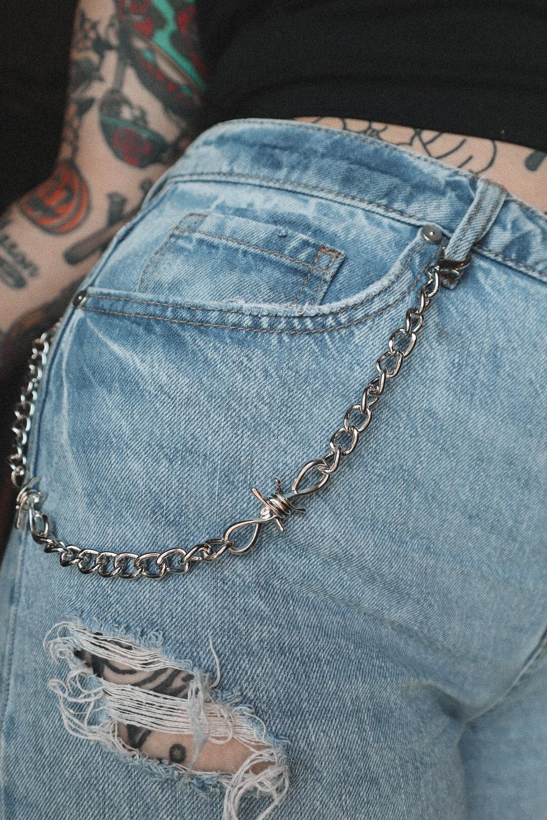 Barbed Wire Belt Chain // Wallet Chain // Goth Pants Chain - Etsy