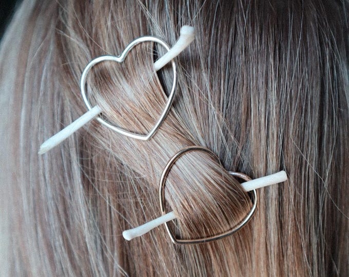 Heart and Bone // Hair Clip // Real Bone Hair Clip - Etsy