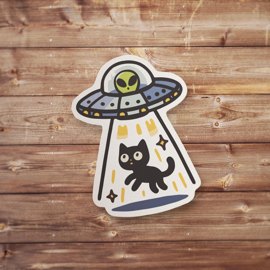 UFO Cat Meme Sticker, Funny Sticker, Funny Meme Decal for Water Bottles ...