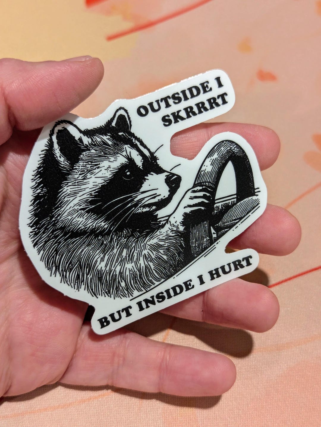 Raccoon Meme Sticker, Funny Sticker, Funny Meme Decal for Water Bottles ...