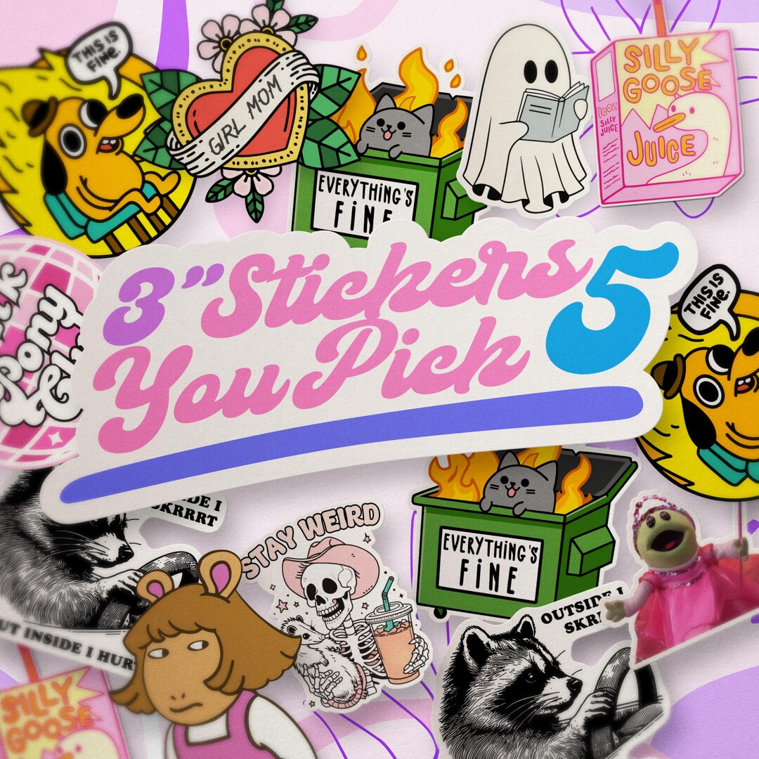 3" Vinyl Sticker Pack, Laptop Decals, Water Bottle Stickers, Pick Any 5 ...