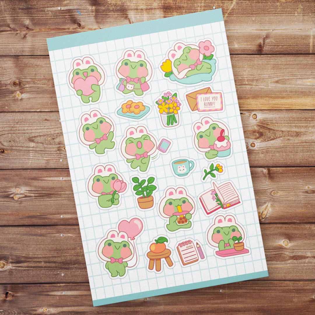 Frog Sticker Sheet / 4x6 Sticker Sheet of Small Cute Aesthetic Stickers ...