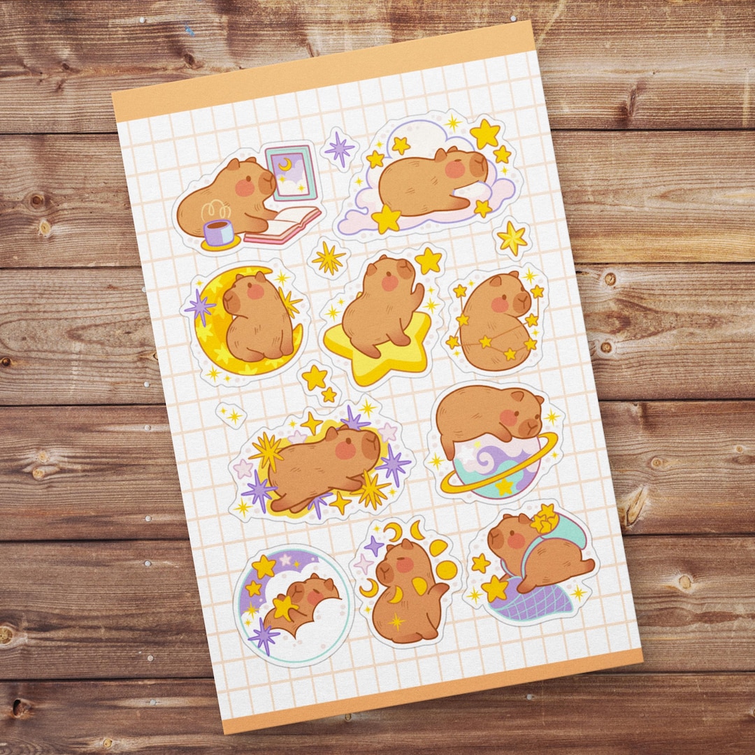 Capybara Sticker Sheet / 4x6 Sticker Sheet of Small Cute Aesthetic ...