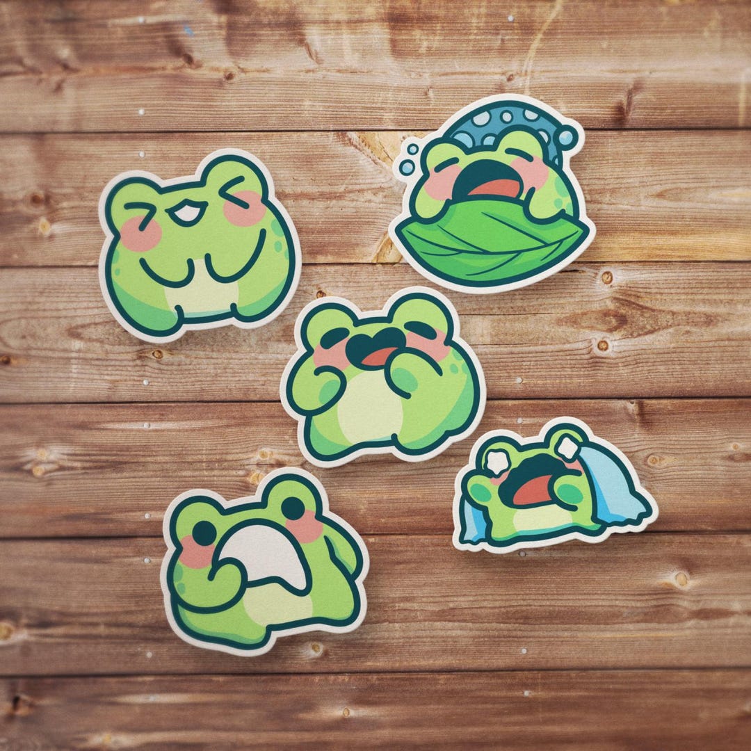 Frog Sticker Pack – Cute Funny Frog and Toad Doodle Vinyl Stickers for ...