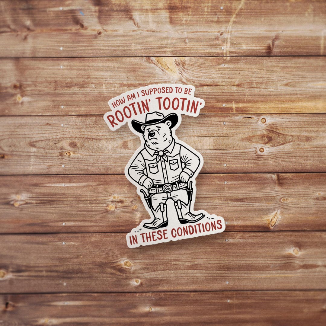 Rootin Tootin Bear Stickers Funny Dark Humor Sketched Animal ...