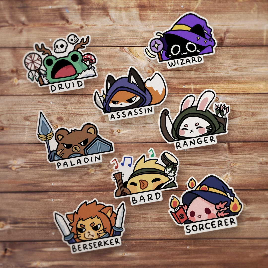 Black Cat Dnd Class Sticker Pack, Dungeons and Dragons, DND Gift, DM ...
