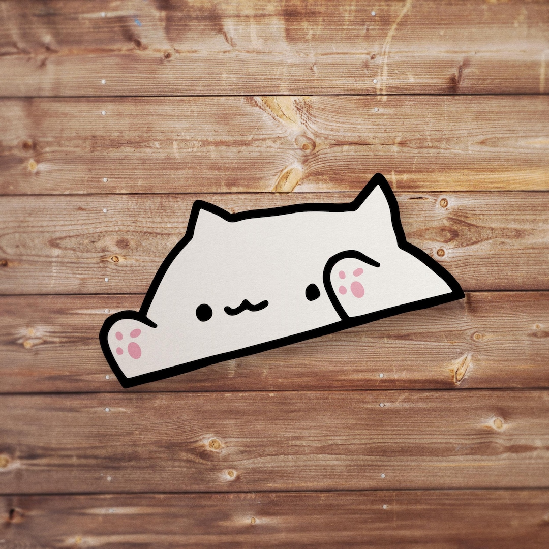 Nyan Nyan Cat Peeker Meme Sticker, Funny Sticker, Funny Meme Decal for ...