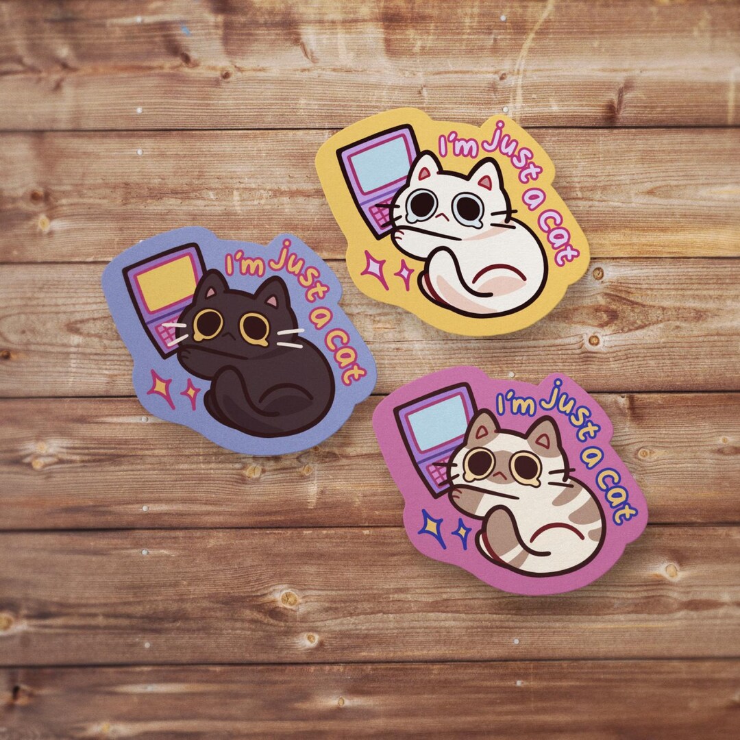 Cat Sticker Pack Cat Illustration With Funny Silly Dark Humor Colorful ...