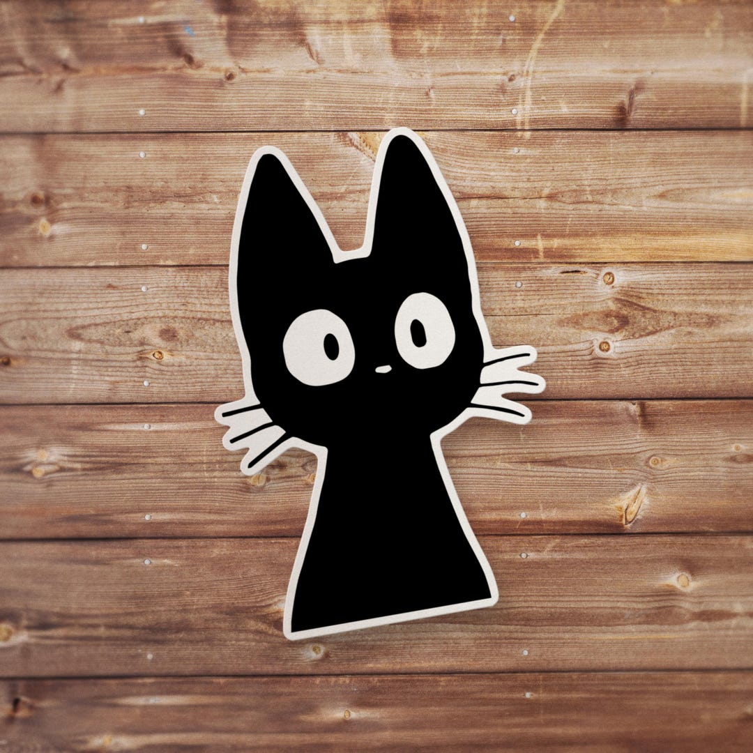 Surprised Black Cat Meme Sticker, Funny Sticker, Funny Meme Decal for ...